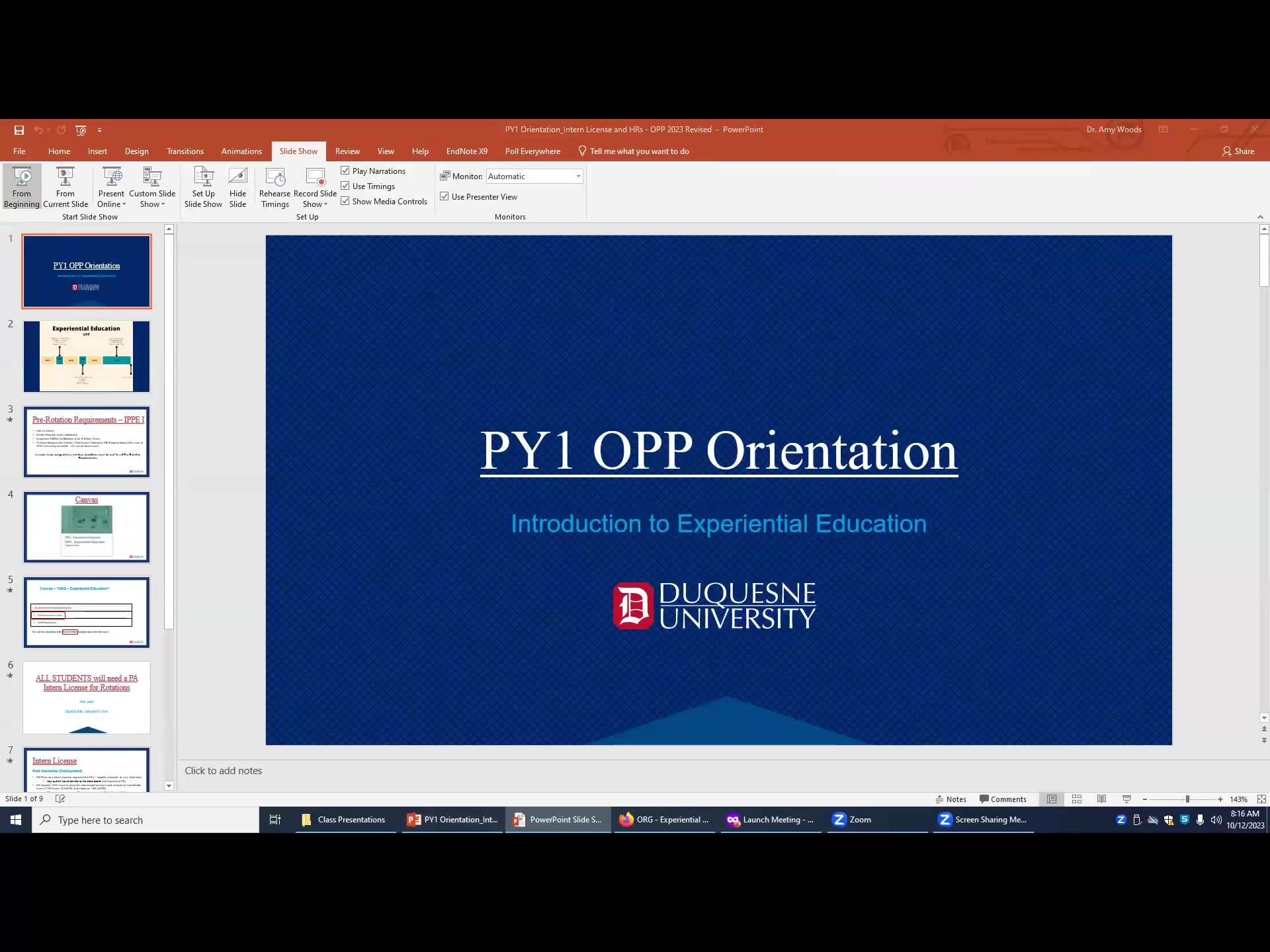 OPP Orientation 10/12/2023 8:15 AM