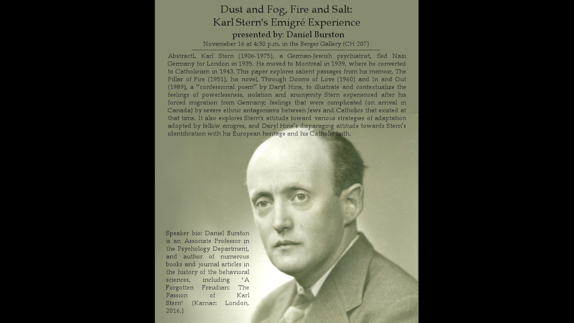 Dust and Fog, Fire and Salt: Karl Stern's Emigré Experience
