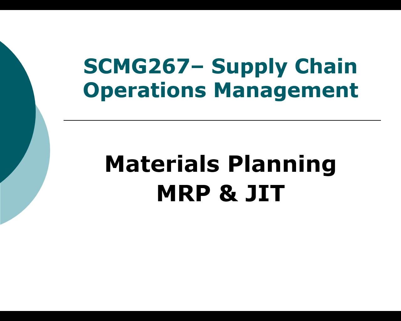 SCMG - Material Planning
