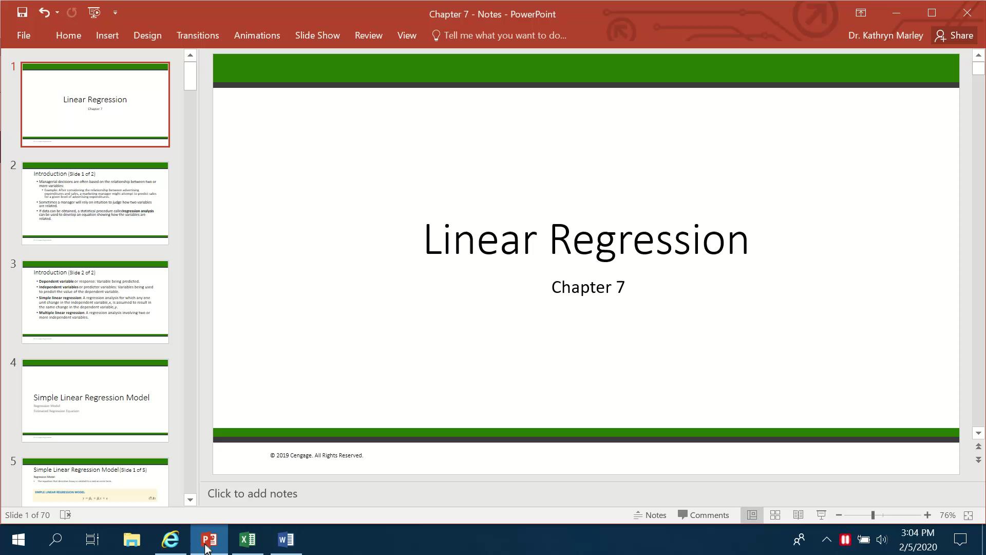 Chapter 7 - Linear Regression - Part 1